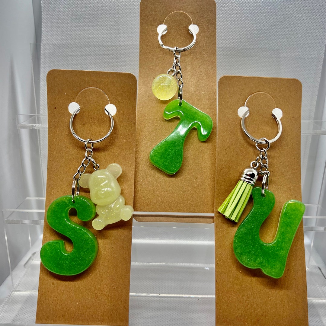 Alphabet Epoxy Keychains With Charms - Etsy