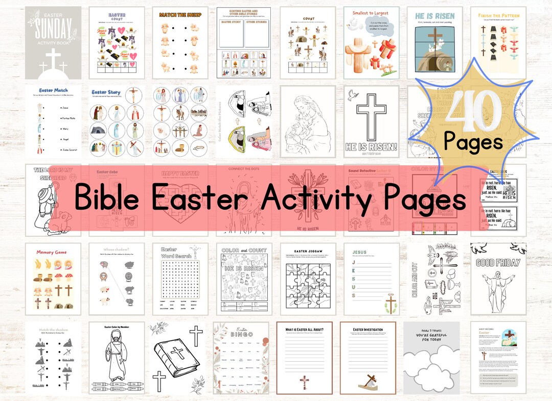 Bible Easter Activity Book: He is Risen Games, Coloring Pages (digital ...