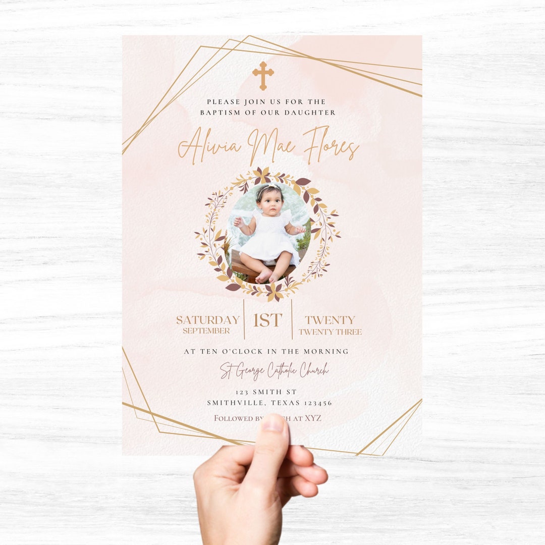Baptism Invitation/christening Invitation/girl Invitation/catholic ...