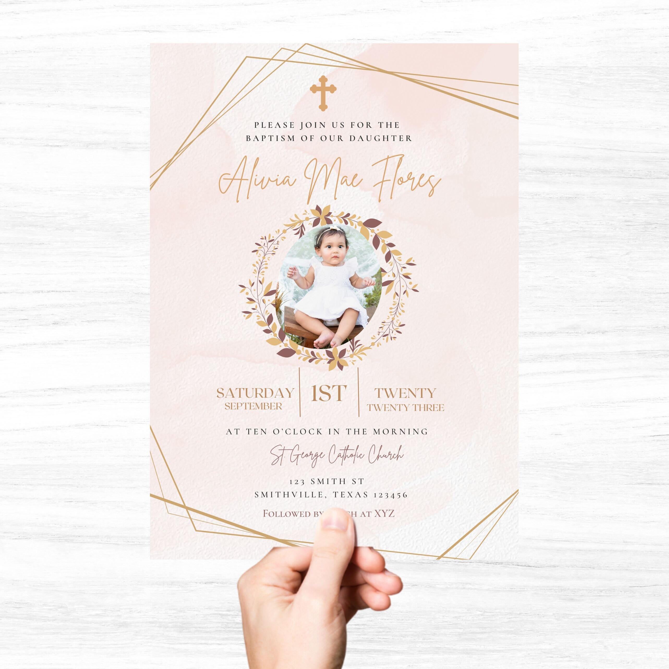 Baptism Invitation/christening Invitation/girl Invitation/catholic ...