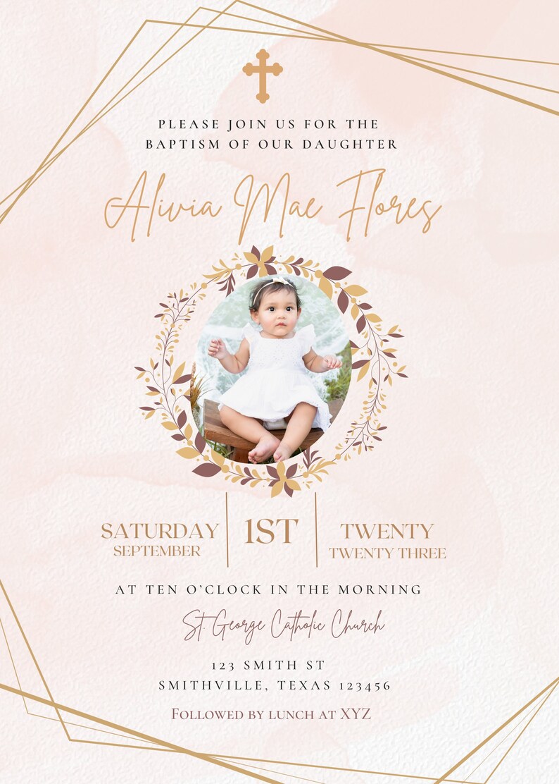 Baptism Invitation/christening Invitation/girl Invitation/catholic ...
