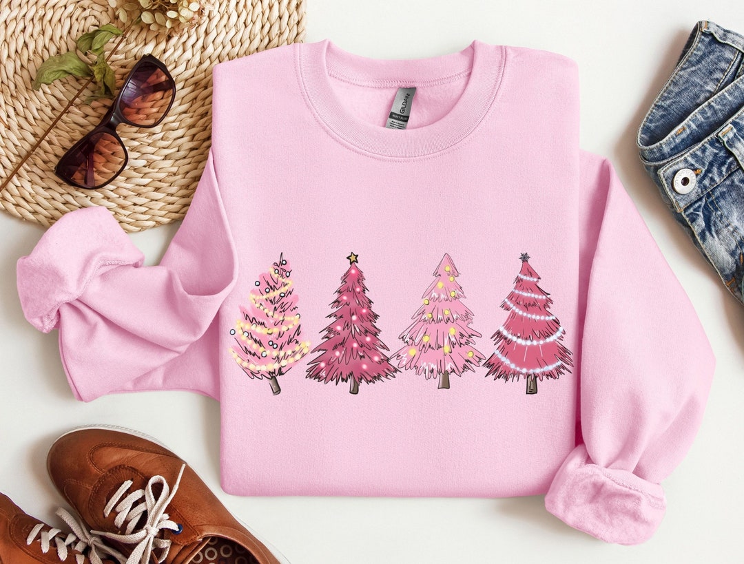 Pink Trees Christmas T-shirts Sweatshirts Crewnecks Winter Holiday ...