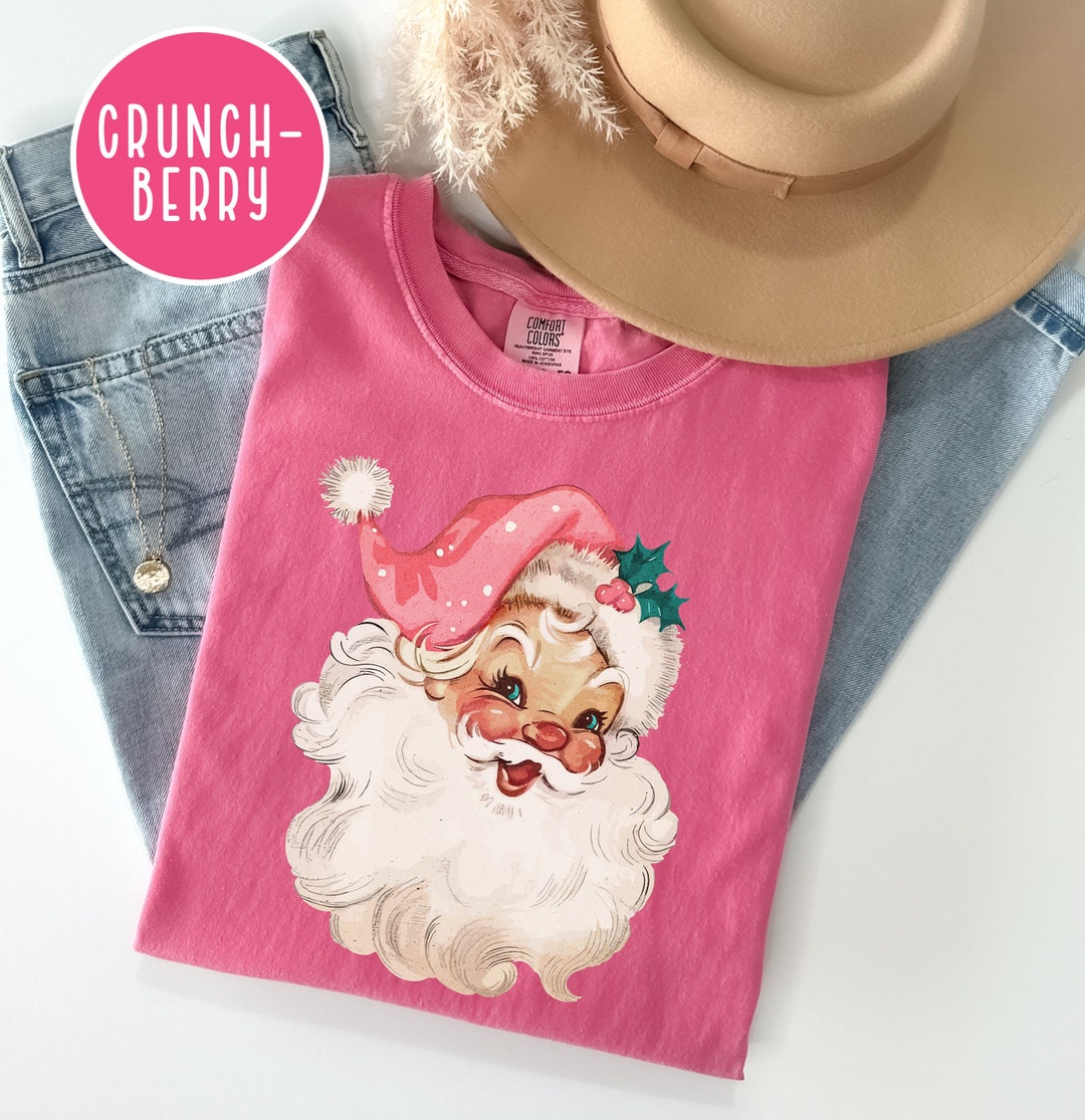 Comfort Colors Retro Pink Santa Vintage Christmas T-shirts Crewnecks ...