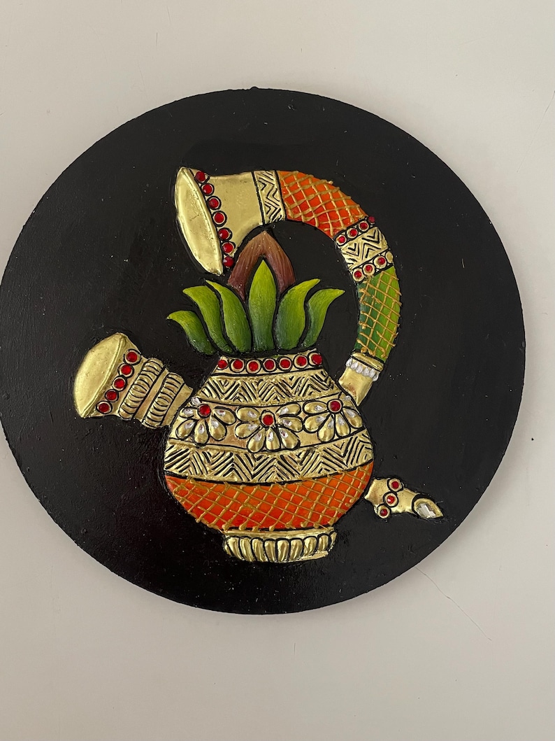 Handmade Handicraft Tanjore Painting Indian Art Pooja Kalash Painted ...