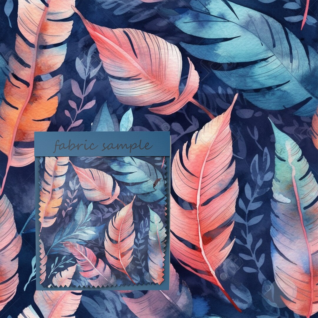 2 Files Seamless Pattern, Watercolour Feathers Pattern, Dark Feathers ...