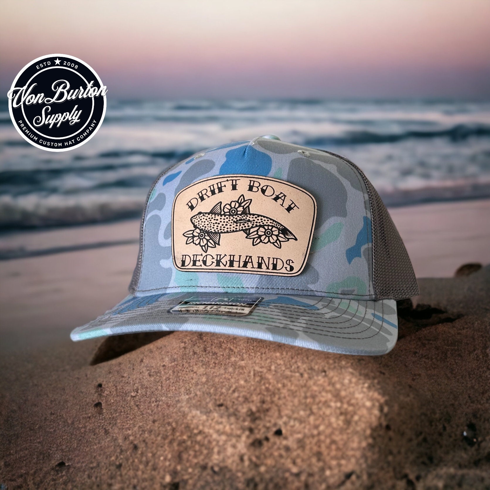 Custom Richardson 112 PFP Duck Camo Leather Patch Trucker Hat - Etsy