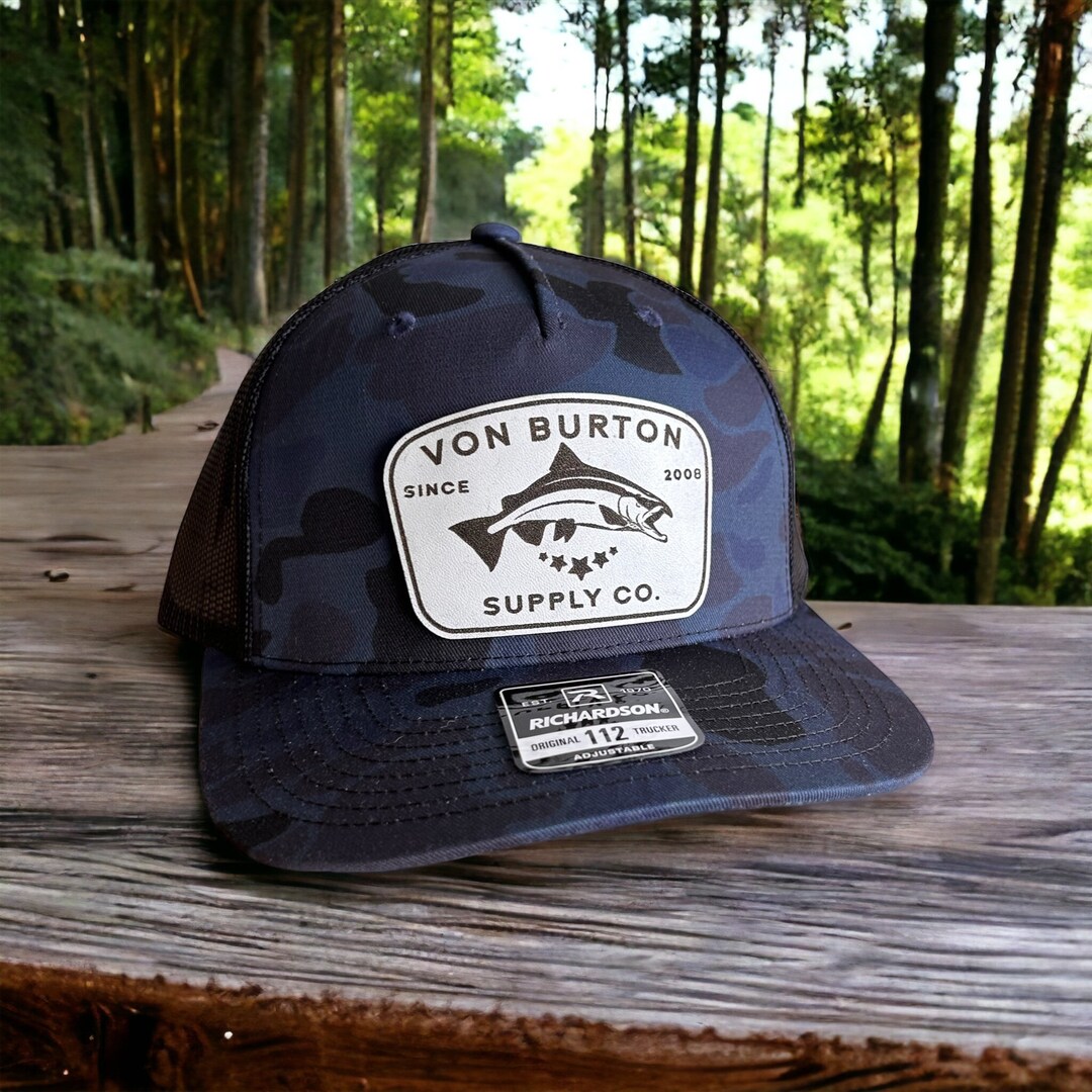 Custom Richardson 112 PFP Duck Camo Leather Patch Trucker Hat, Admiral ...