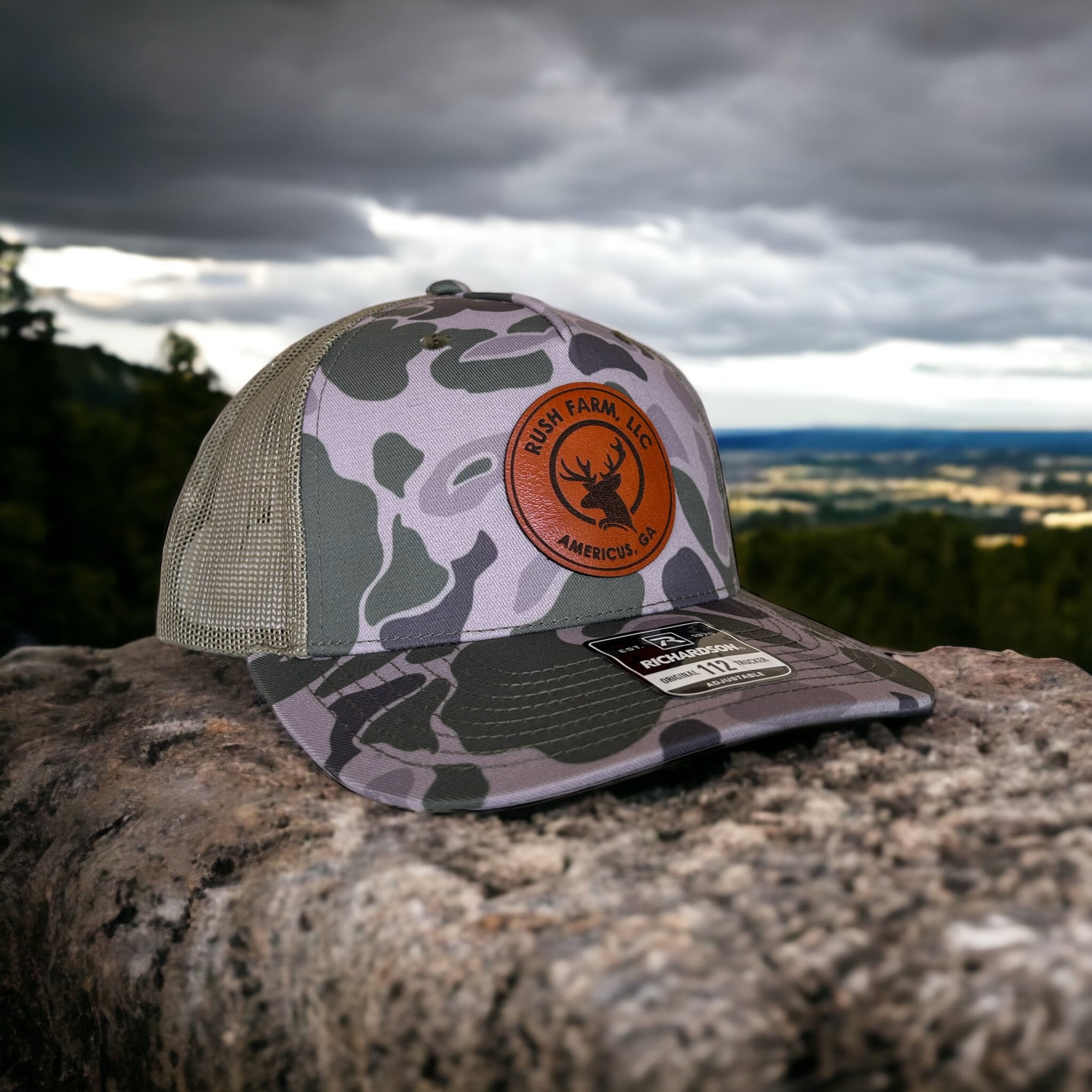 Custom Richardson 112 PFP Duck Camo Leather Patch Trucker Hat, Marsh ...