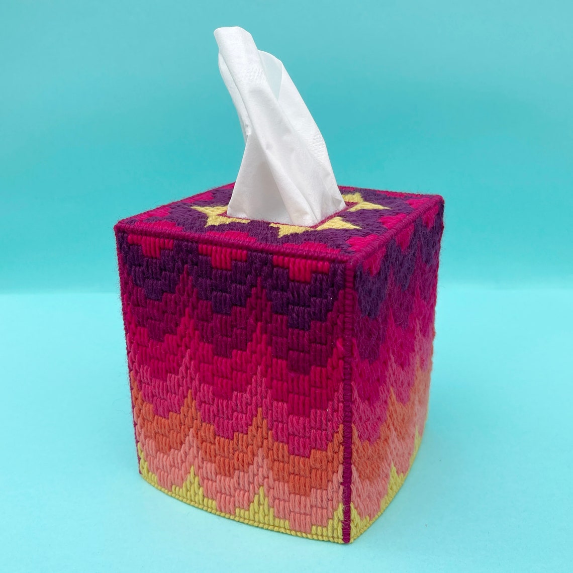 DIGITAL PATTERN: "crimson and Clover" Bargello Tissue Box Cover ...