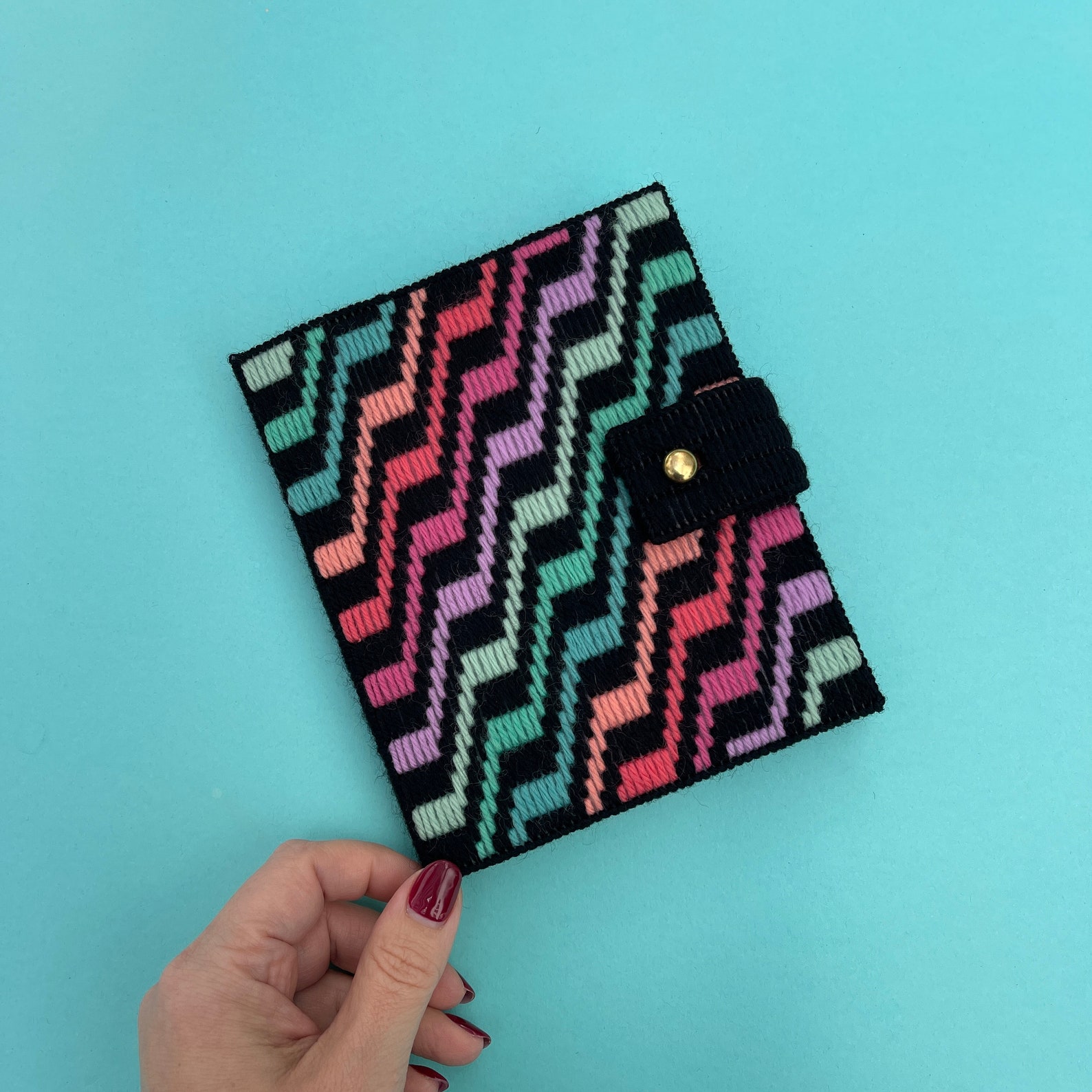 DIGITAL PATTERN: "manic Monday" Bargello Notepad Portfolio - Bargello Plastic Canvas Needlepoint ...