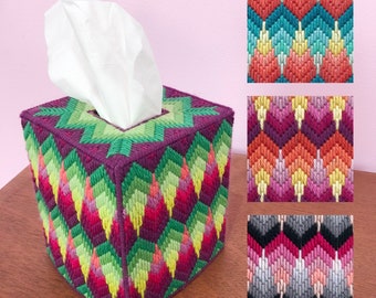 DIGITAL PATTERN: "crimson and Clover" Bargello Tissue Box Cover ...