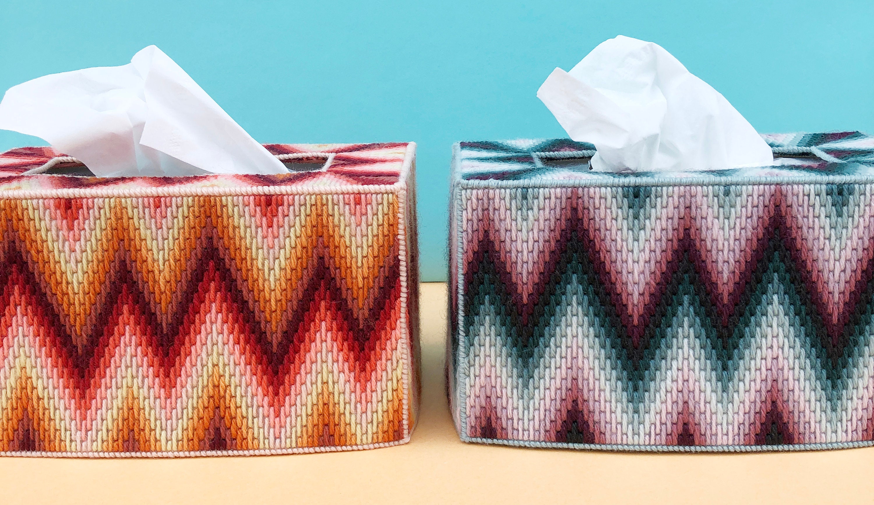 DIGITAL PATTERN: "storms" Bargello Tissue Box Cover - Bargello Plastic ...