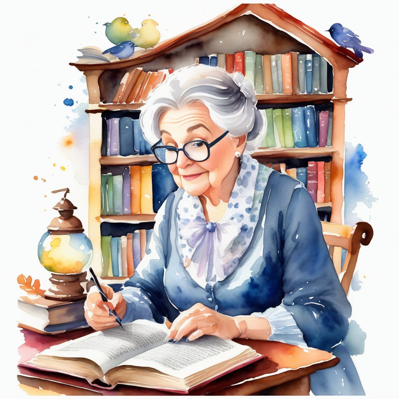 Whimsical Old Lady Clipart | Joyful Old Age Woman | Grannies Clip Art ...