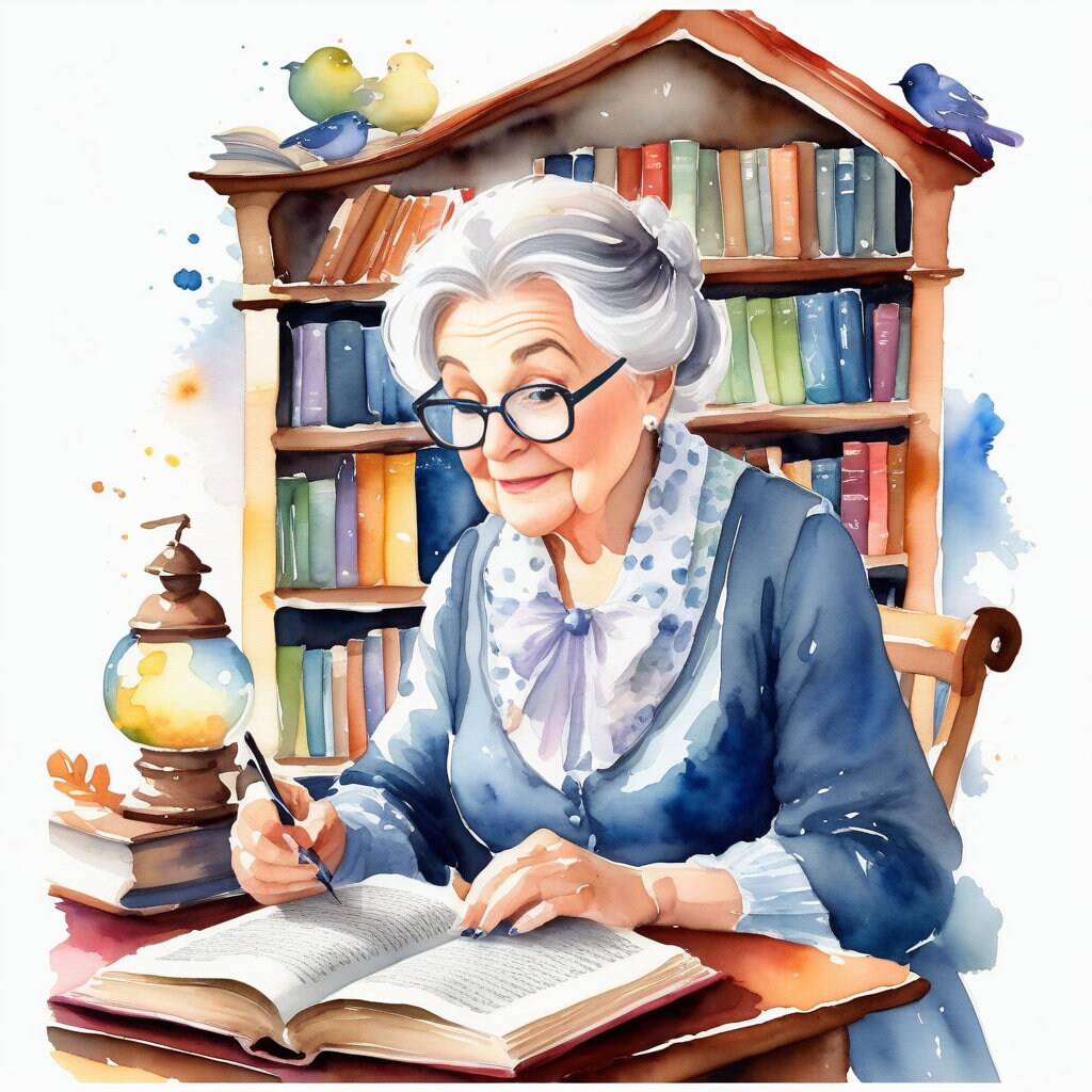 Whimsical Old Lady Clipart | Joyful Old Age Woman | Grannies Clip Art ...