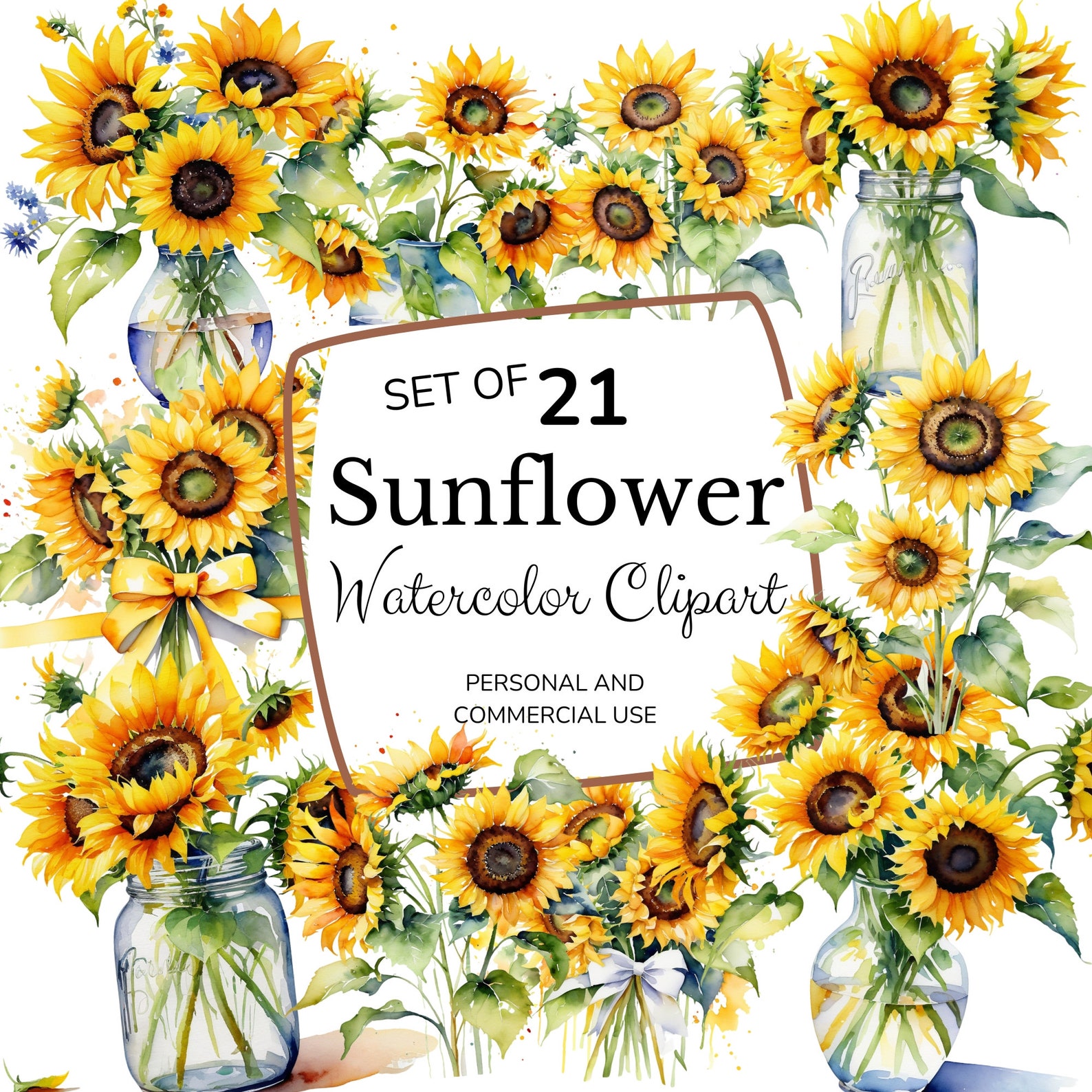 Sunflower Bouquet Clipart | Summer Flowers | Flower Clipart ...