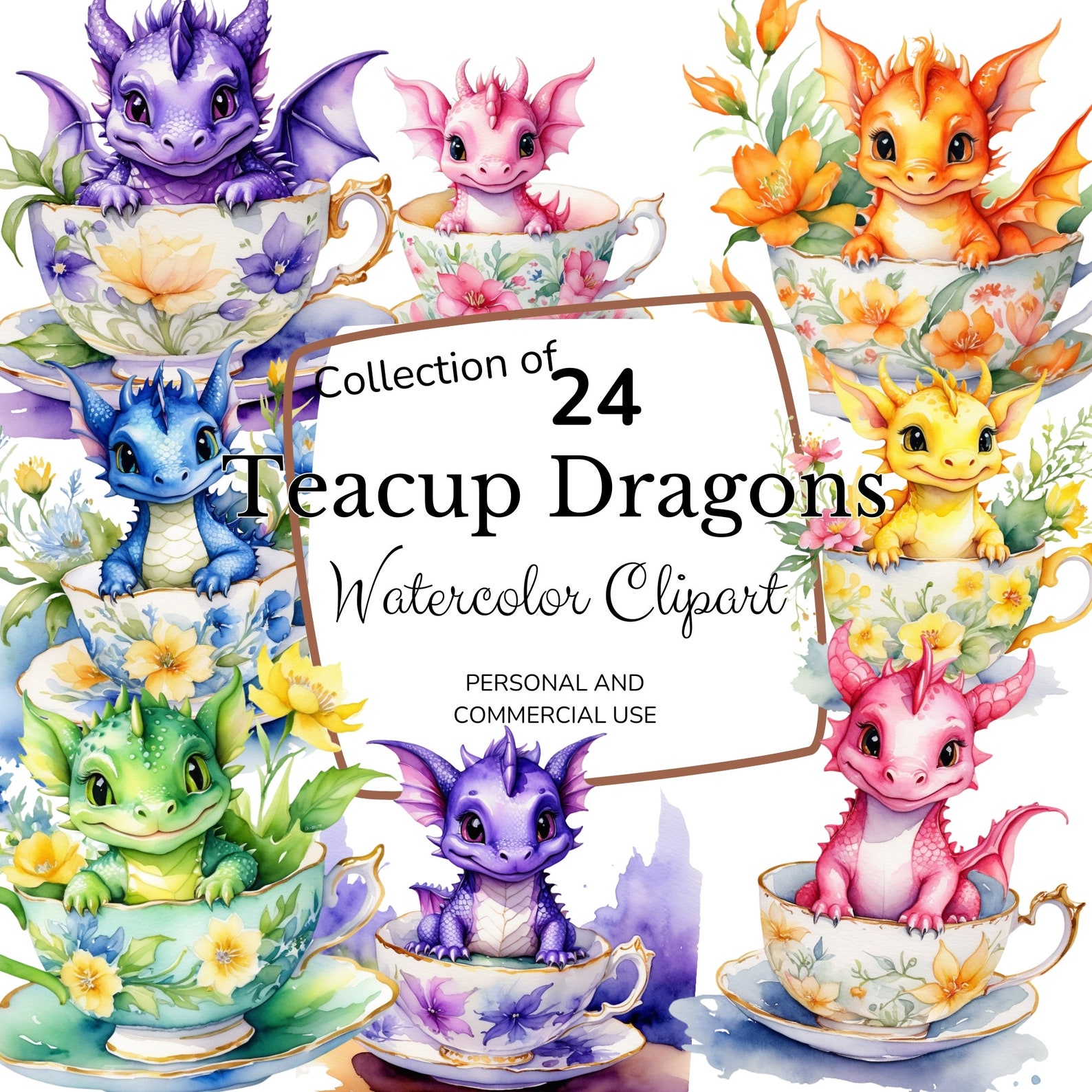 Teacup Dragon Collection | Clipart Dragon Clipart | Fantasy Dragon ...