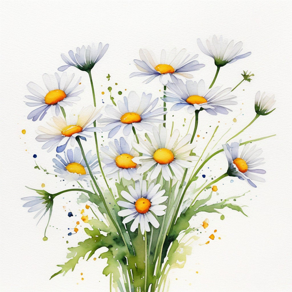 Watercolor Daisy Clipart | Daisy Flowers Clipart | Spring Clipart ...