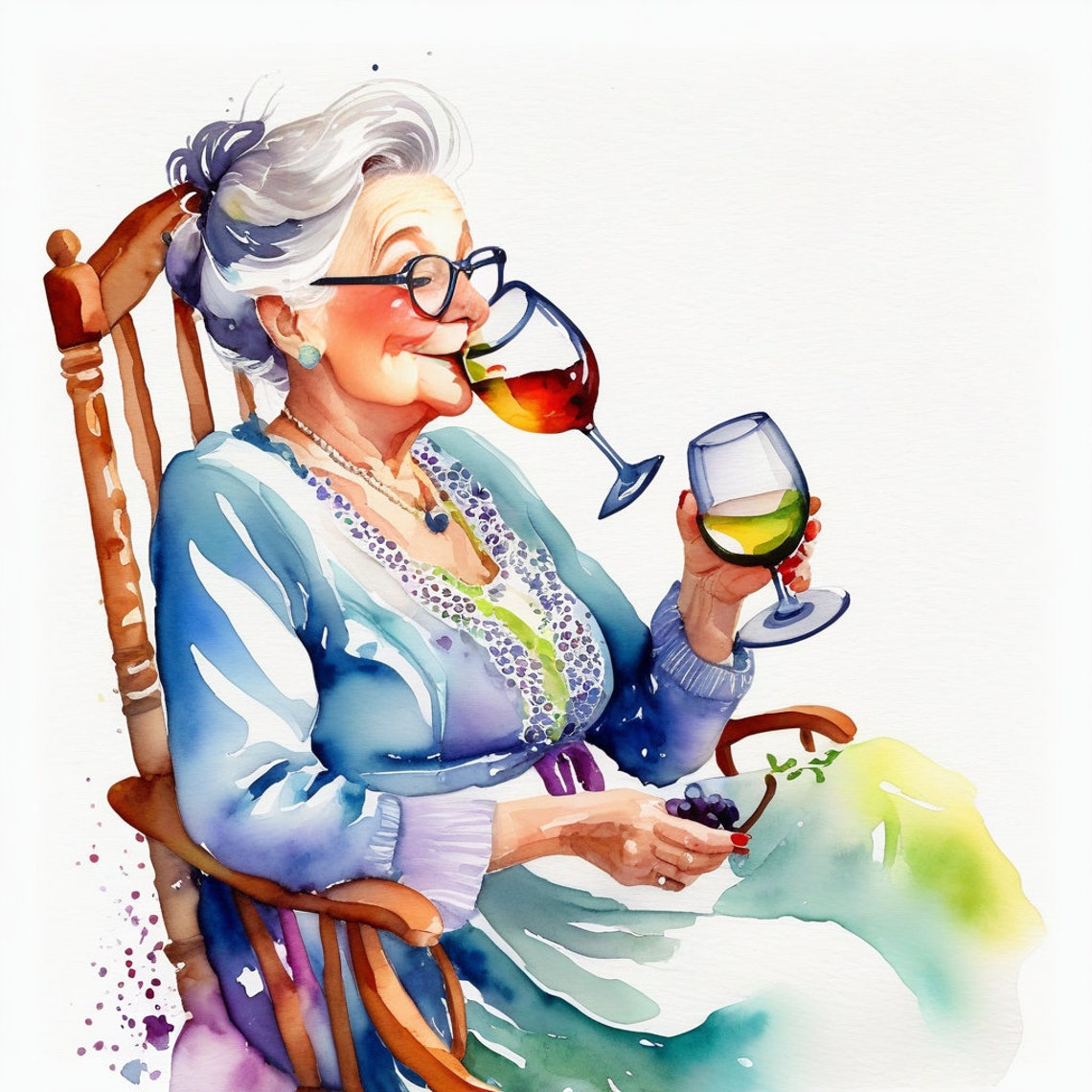 Whimsical Old Lady Clipart Joyful Old Age Woman Grannies Clip Art Funny ...