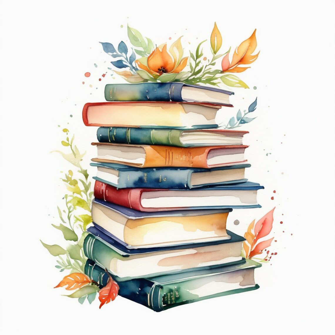Stack of Books Clipart | School PNG | Reading Clipart | Commercial Use ...