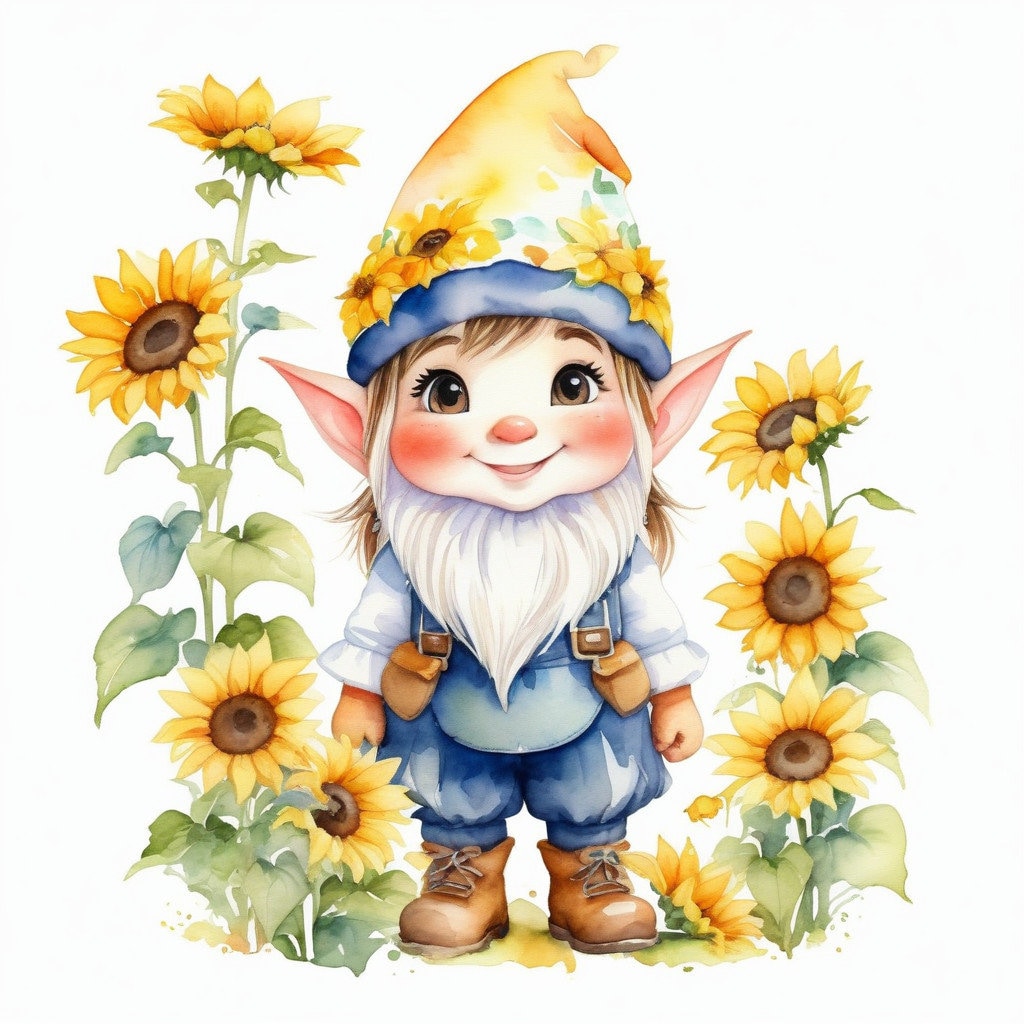 Sunflower Gnomes Clipart Gnome Sunflower Garden Clipart Gnomes ...