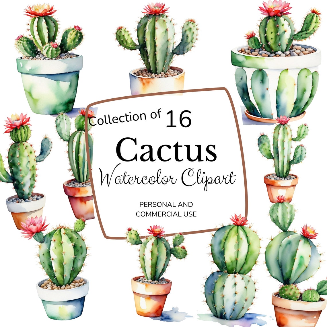 Cactus Clipart | Desert Cacti | Cacti Clip Art | Boho Clipart | Indoor ...
