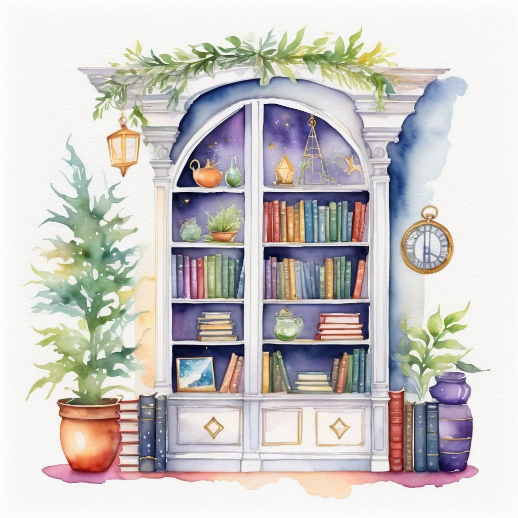 Bookshelf Clipart | Digital Download | Bookshelf Png | Commercial Use ...