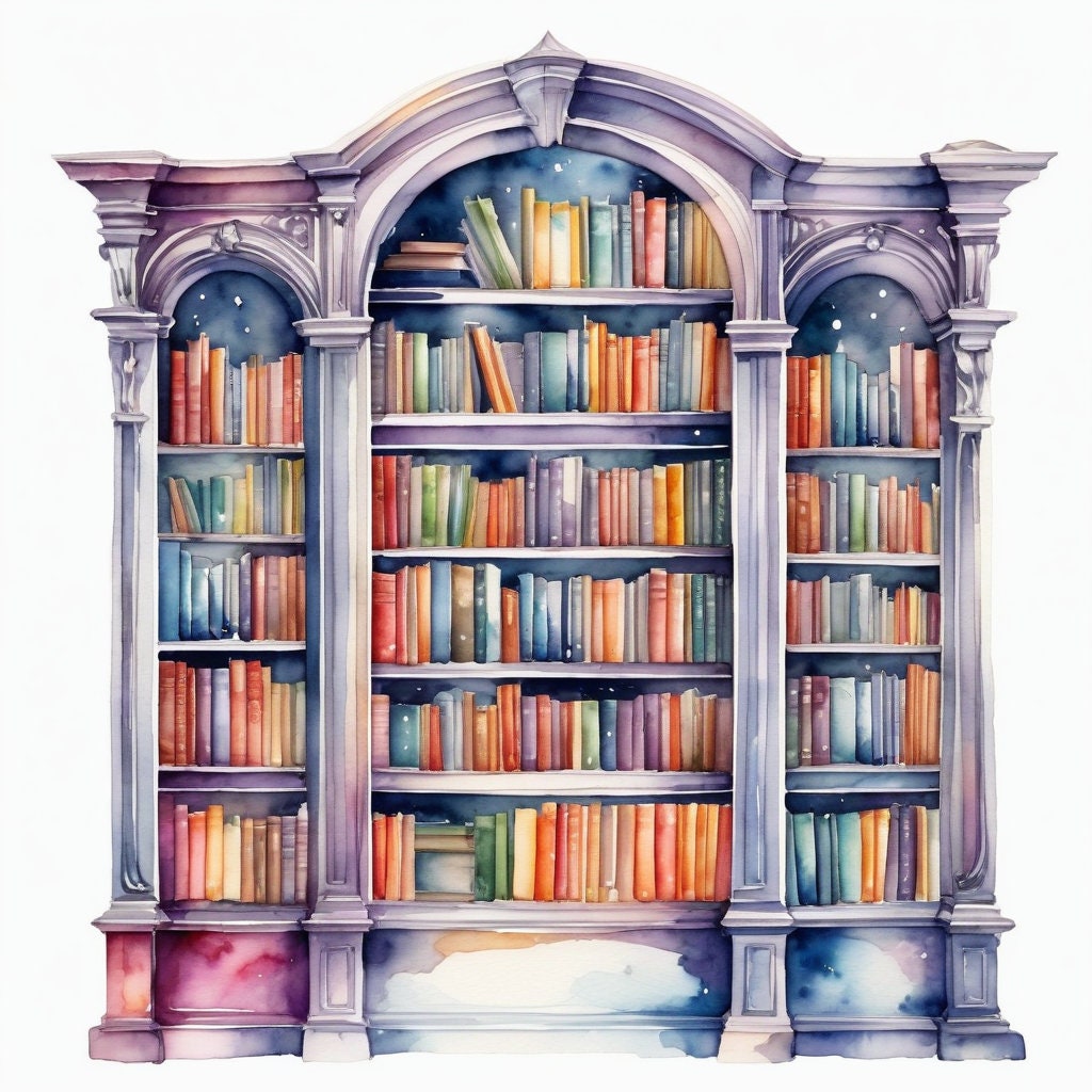 Bookshelf Clipart | Digital Download | Bookshelf Png | Commercial Use ...