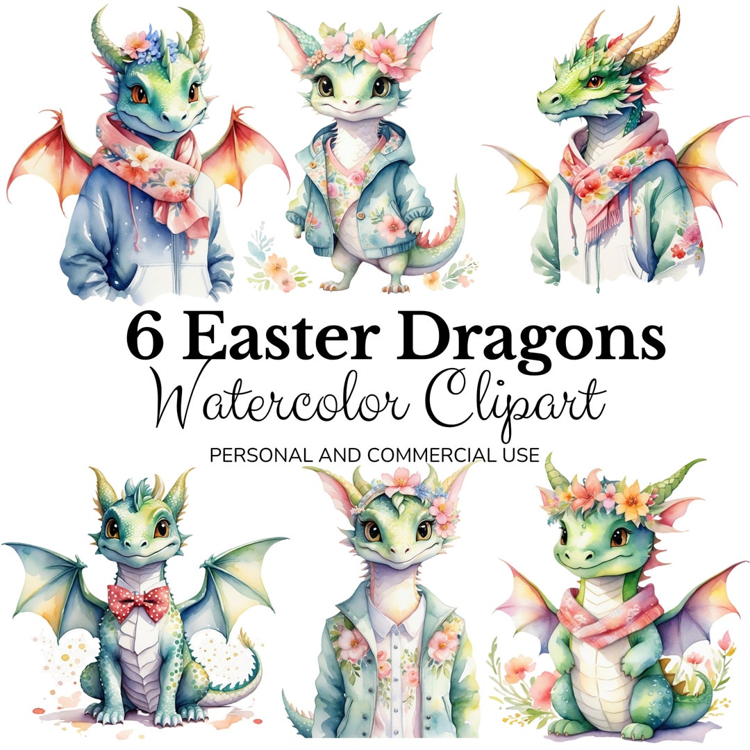 Easter Dragons Clipart | Commercial Use | Cute Dragon | Card Making ...