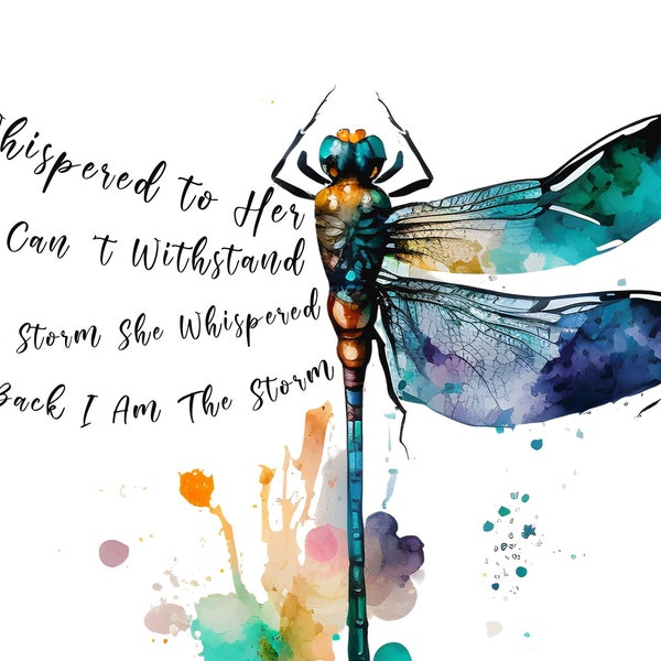 Dragonfly With Poem, DIGITAL PRINTS, Watercolor Wall Art Print ...