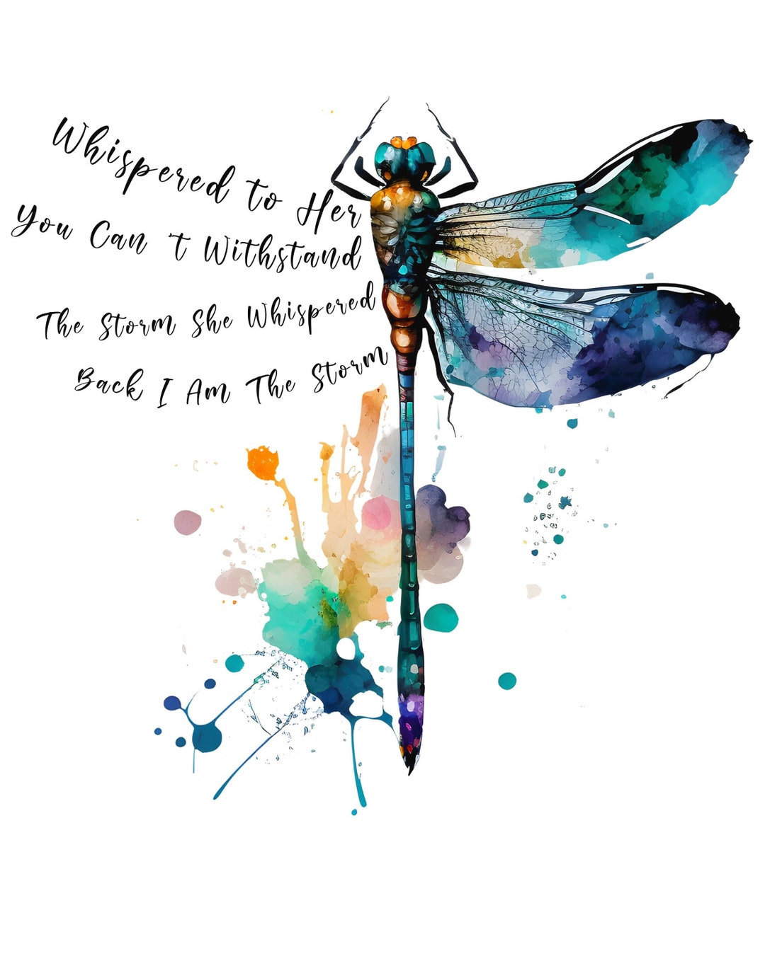 Dragonfly With Poem, DIGITAL PRINTS, Watercolor Wall Art Print ...