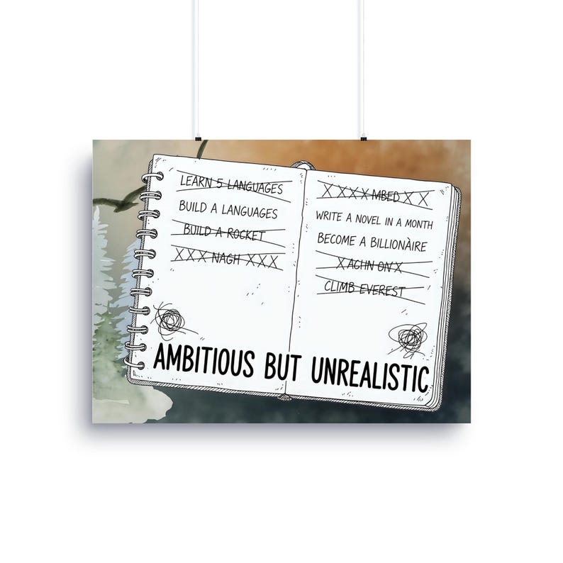 Ambitious Unrealistic Dreams Digital Download, Wall Art, JPEG, Bucket ...