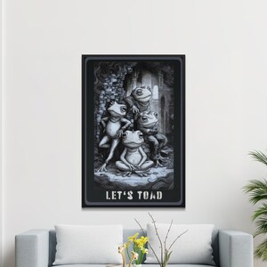Quirky Frogs Illustration Wall Art, Let's Toad Gothic Style Digital ...