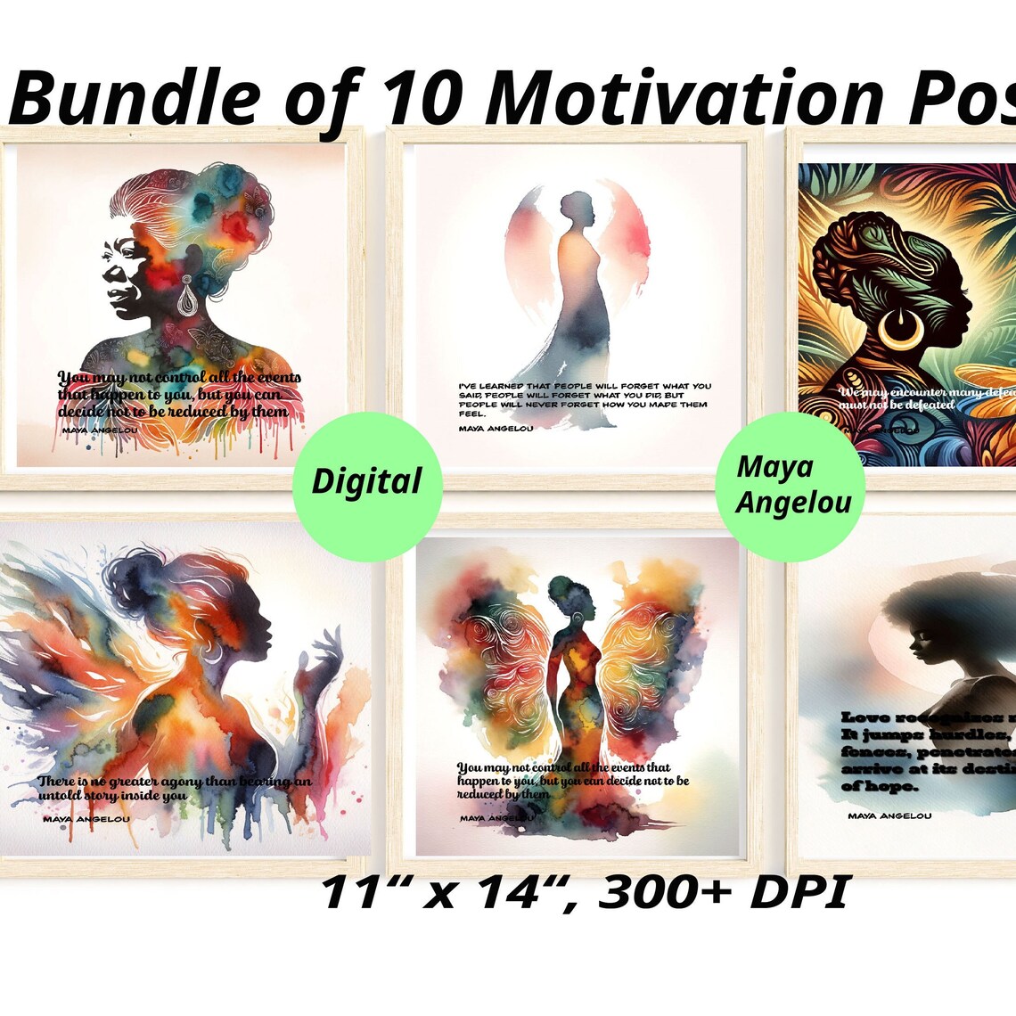 Inspirational Maya Angelou Quote Poster Bundle, Set of 10 Digital ...