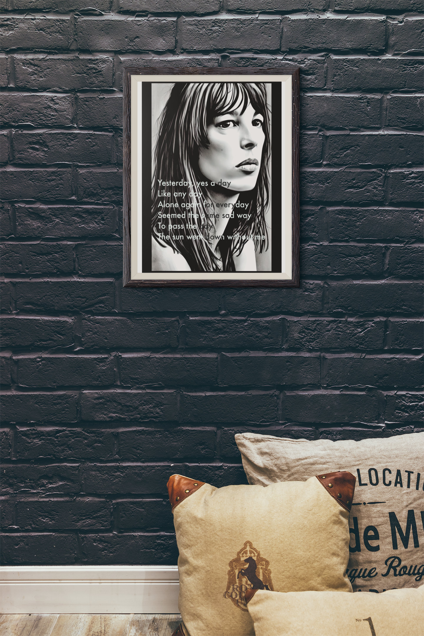 Charcoal Drawing Jane Birkin With Lyrics of Song DIGITAL - Etsy