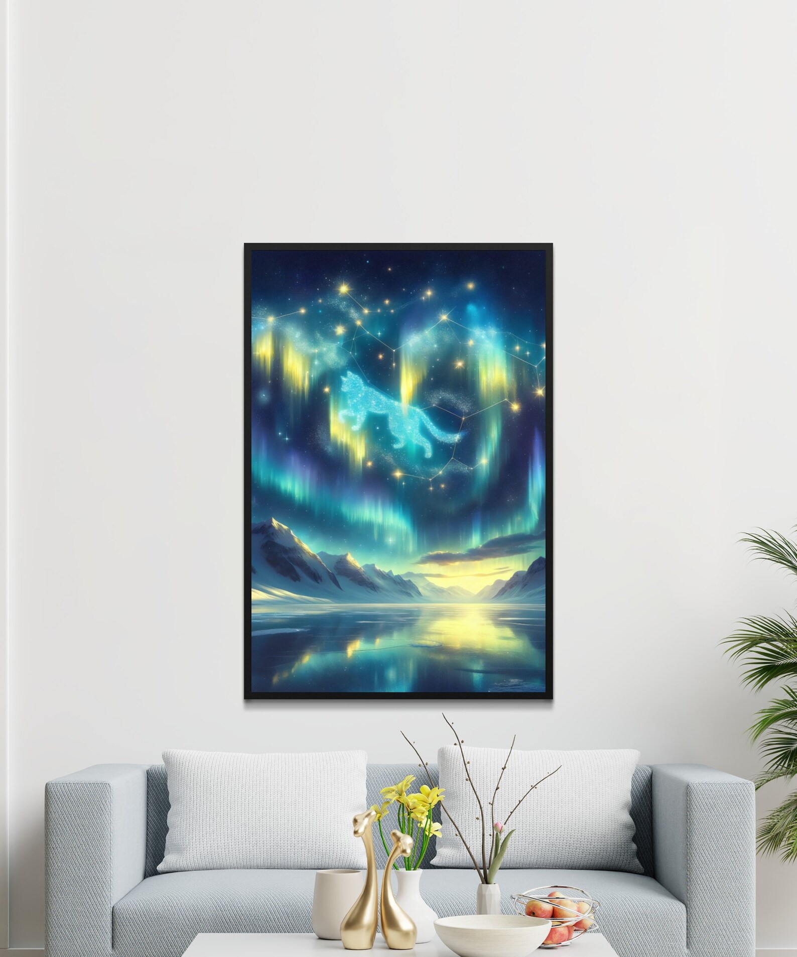 Northern Lights Digital Art, Zodiac Constellation Wall Print, Starry ...