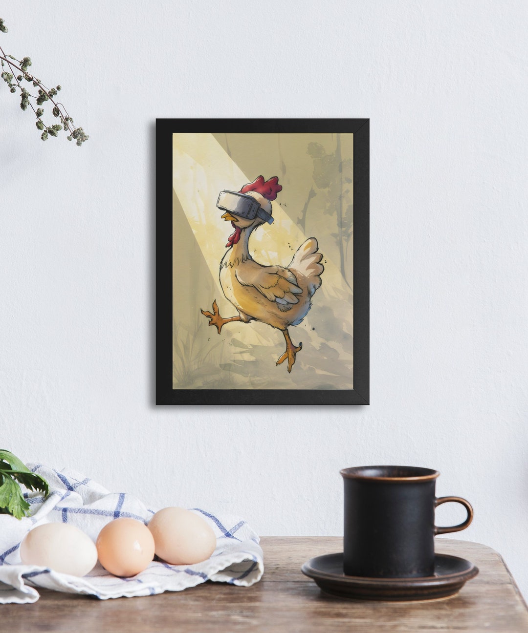 Quirky Chicken With VR Headset Digital Art, Farm Animal Cartoon, Unique ...