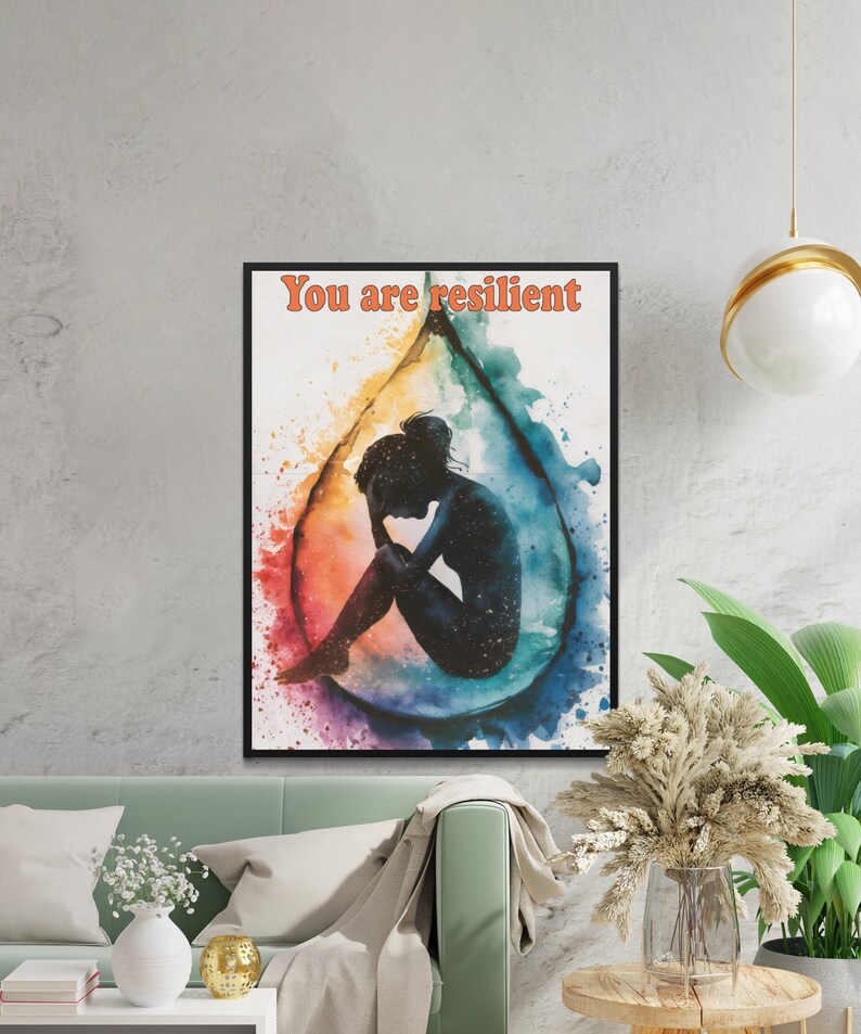 You Are Resilient Watercolor Digital Print, Inspirational Quote Wall ...