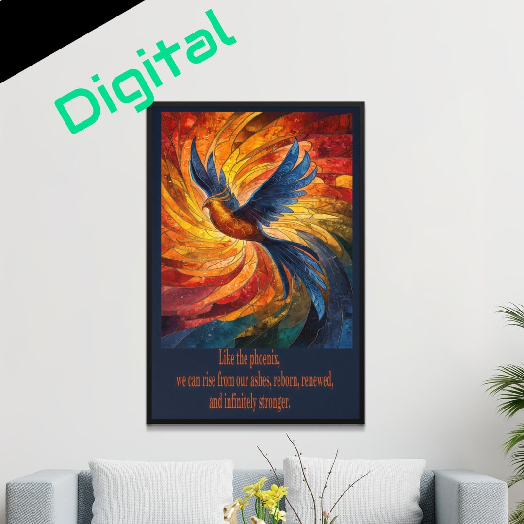 Reborn Phoenix Rising Art, Digital Print, Colorful Wall Art ...