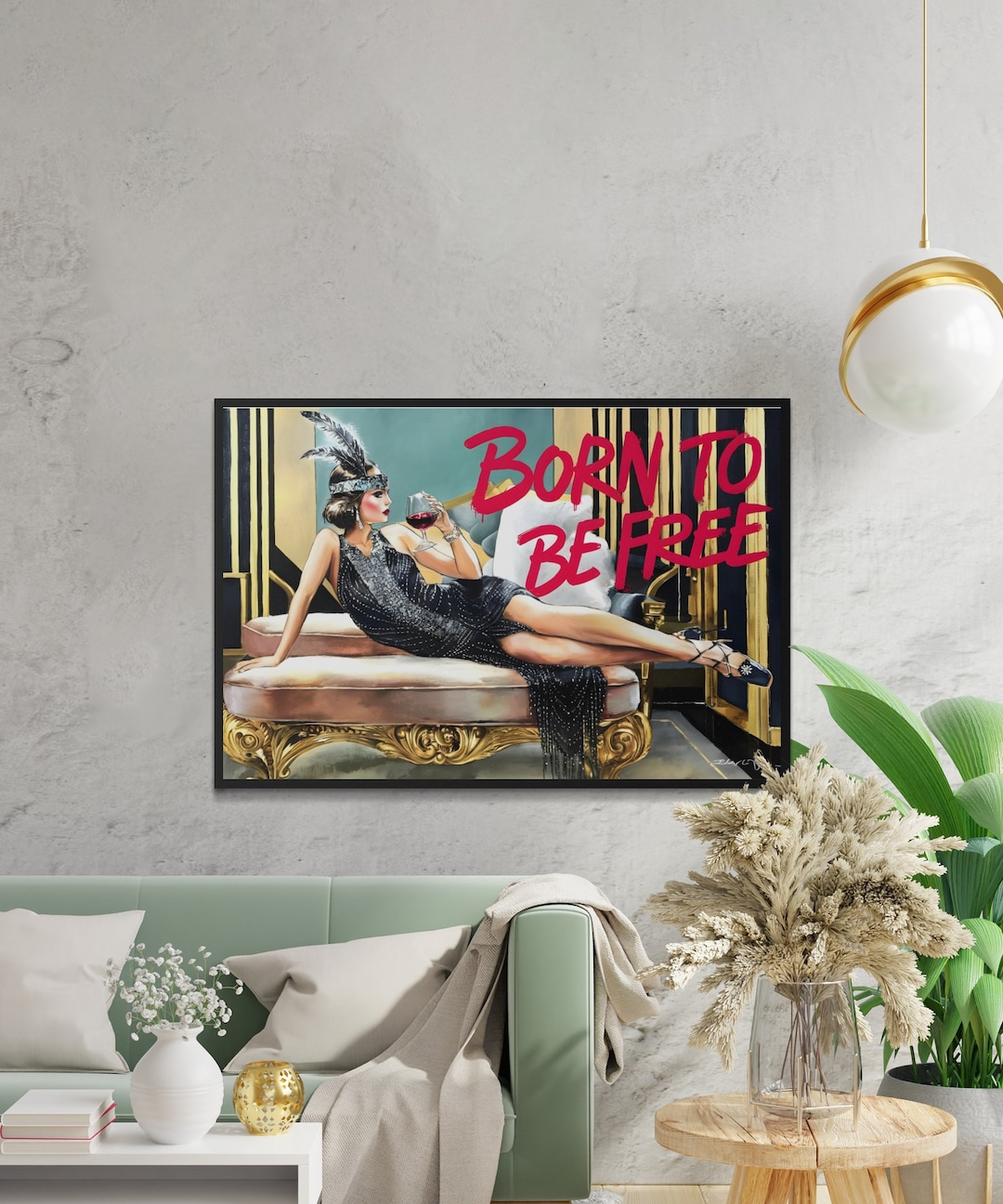 1920s Flapper Girl Wall Art, Decadent Feminist Woman Born to Be Free ...