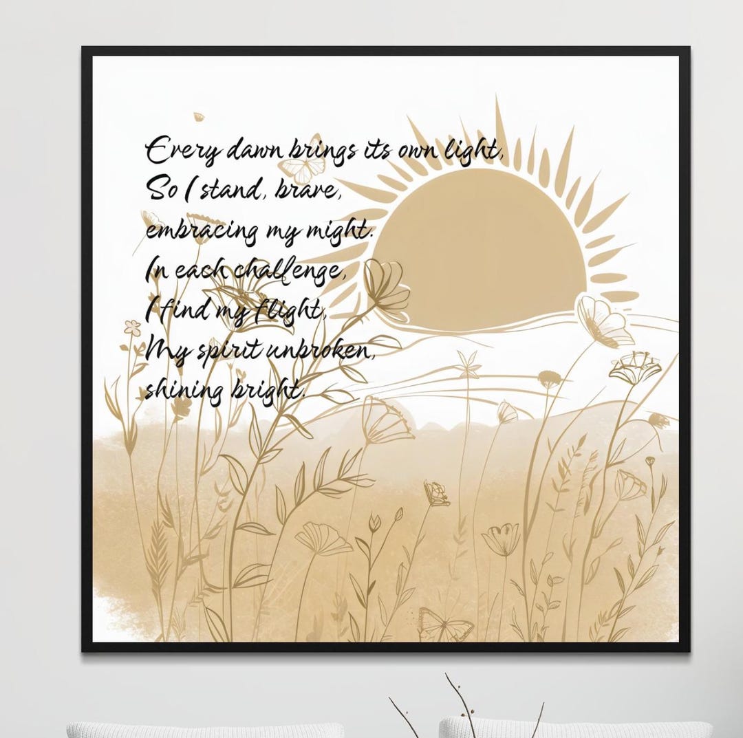 Embrace Poetry Sunrise Affirmation Poem Digital Print, Inspirational ...