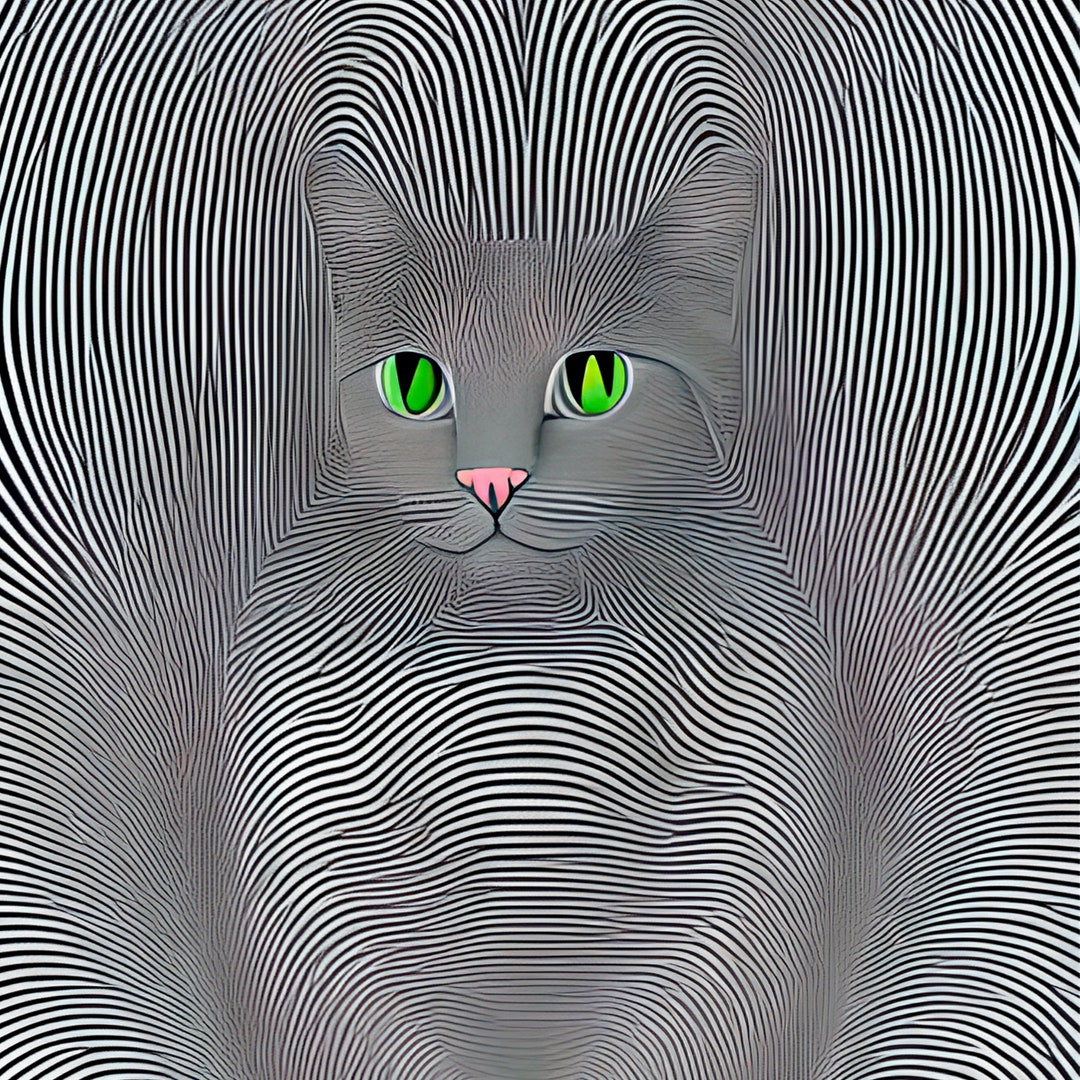 Cat Optical Illusion, Cat Print, DIGITAL DOWNLOAD, Style Victor ...
