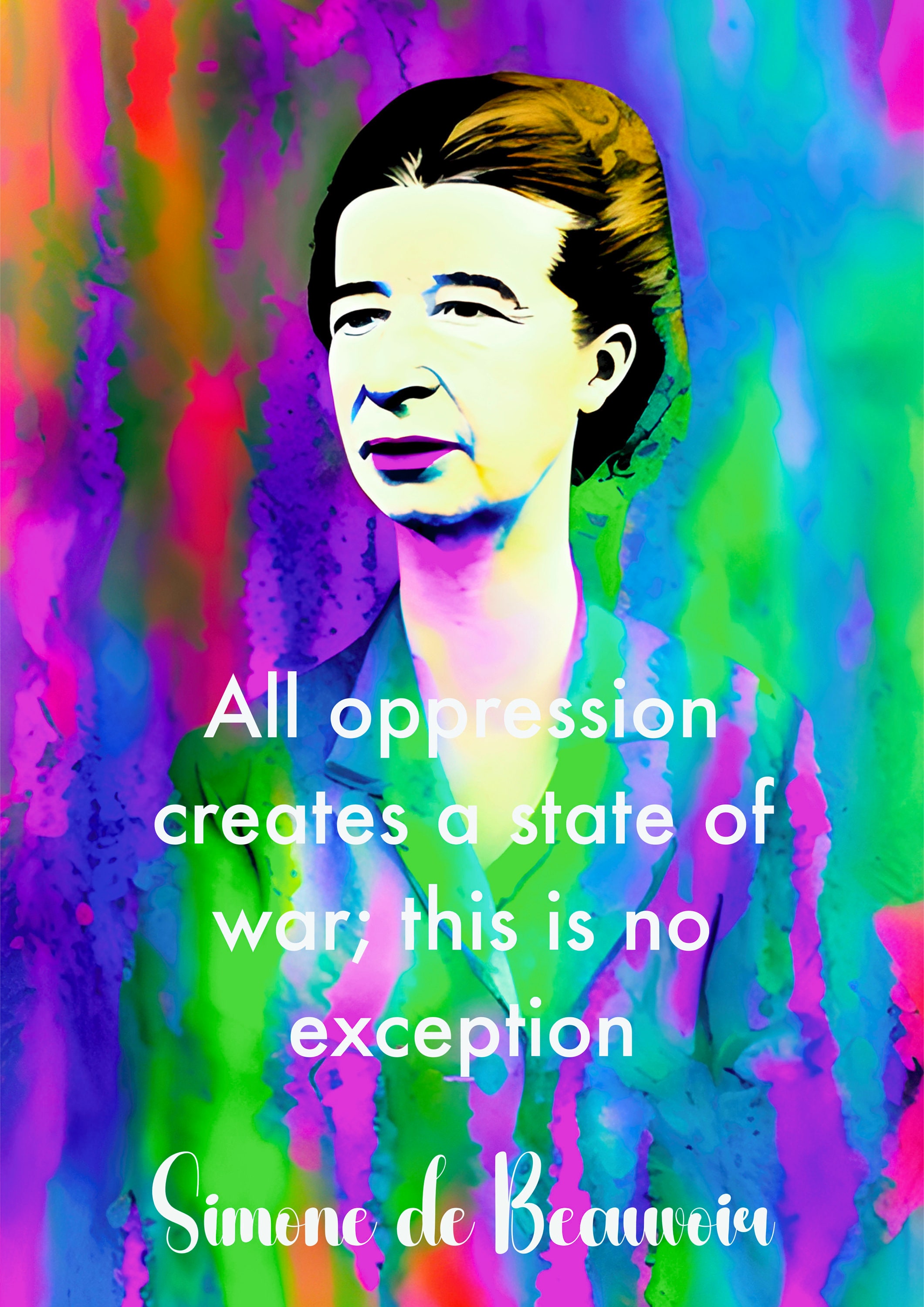 Simone De Beauvoir Quotes Poster, DIGITAL PRINTS, Set of 3, Water Color ...