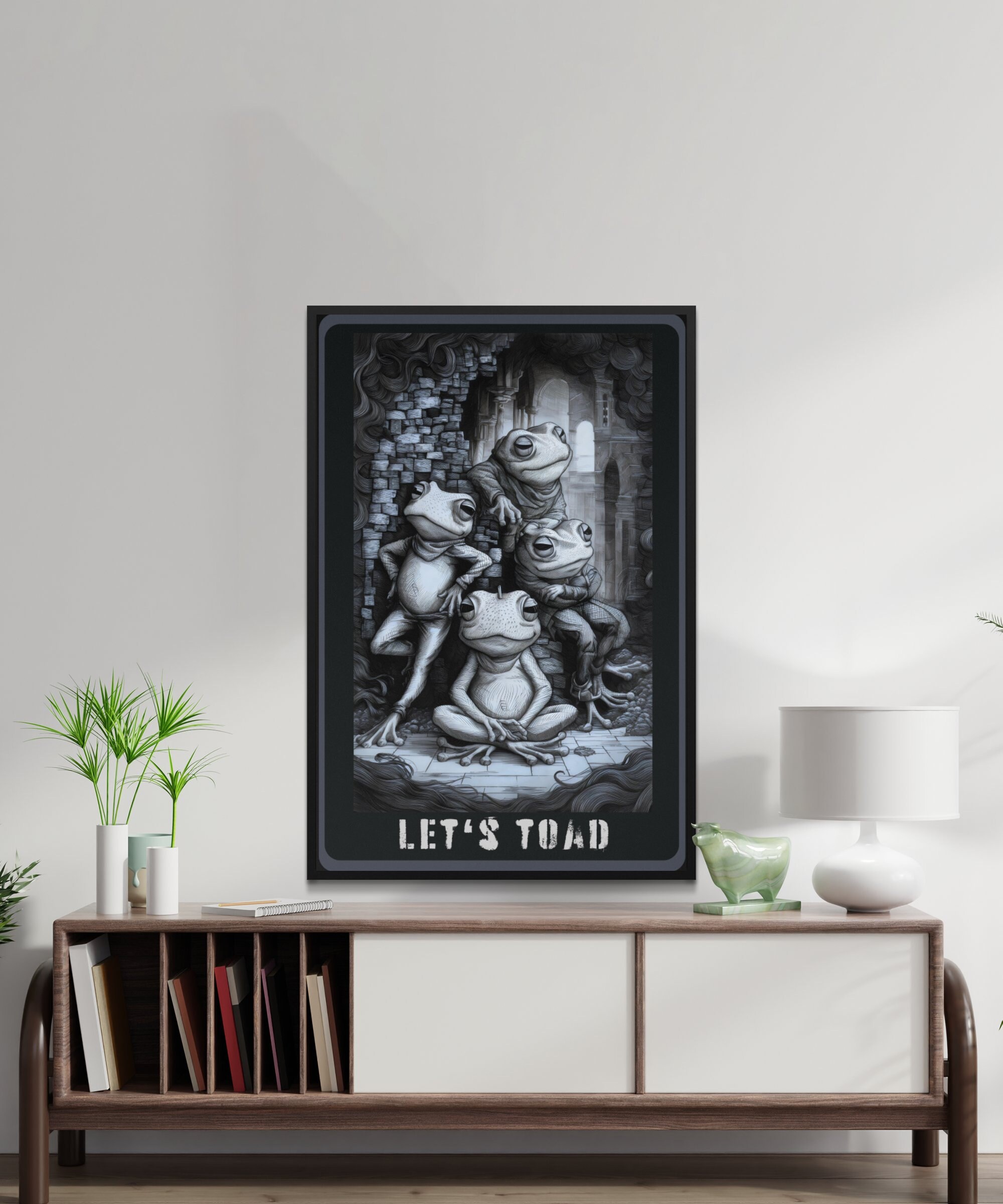 Quirky Frogs Illustration Wall Art, Let's Toad Gothic Style Digital ...