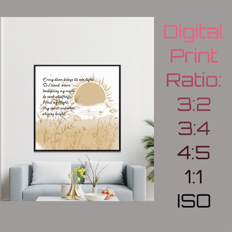 Embrace Poetry Sunrise Affirmation Poem Digital Print, Inspirational ...