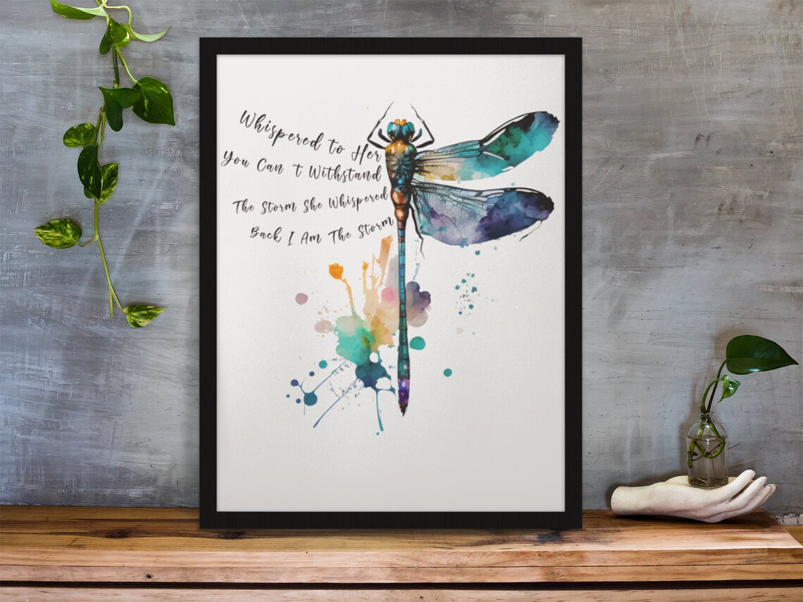 Dragonfly With Poem, DIGITAL PRINTS, Watercolor Wall Art Print ...