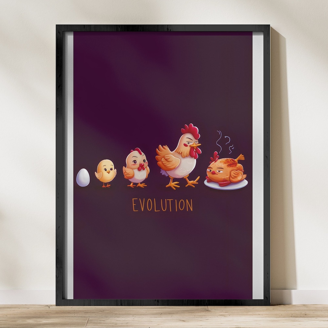 Evolution Chicken Family Digital Art, Cute Egg to Rooster Life Cycle ...