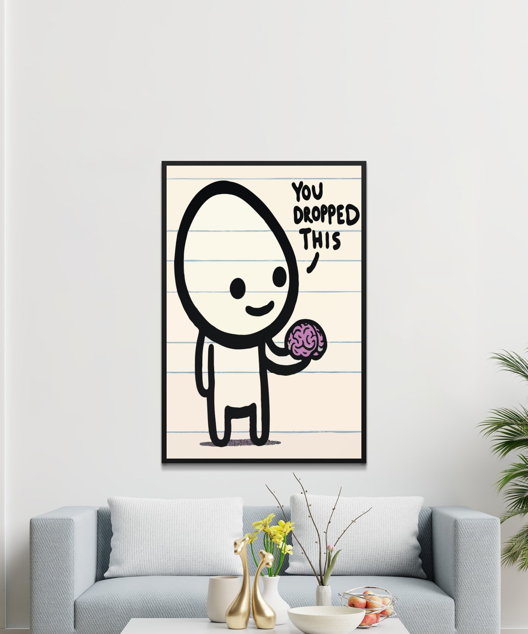 Sarcastic Stick Figure Holding Brain Character Digital Print ...