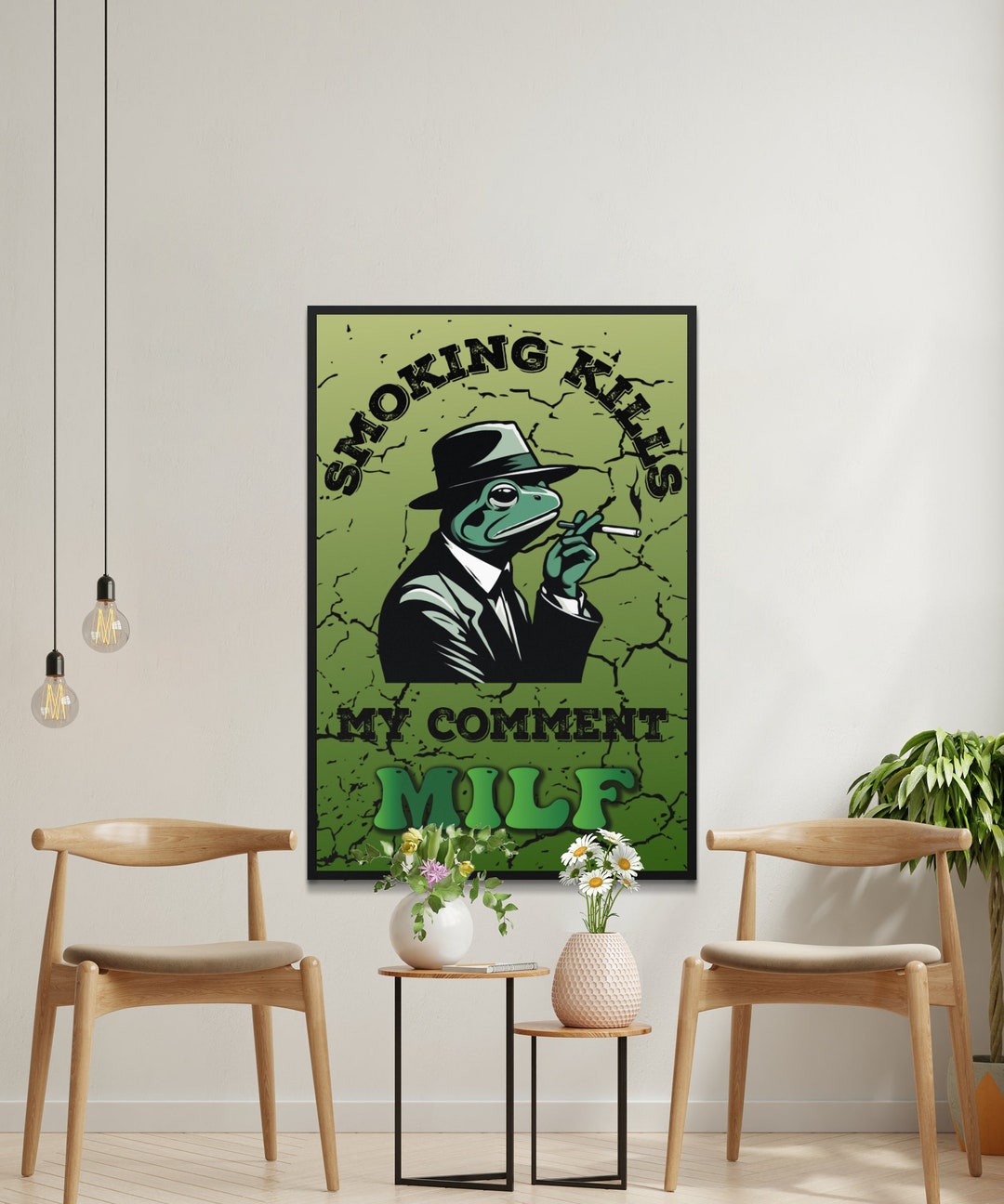 Grunge Frog Art Digital Print, Smoking Kills My Comment MILF Quote ...