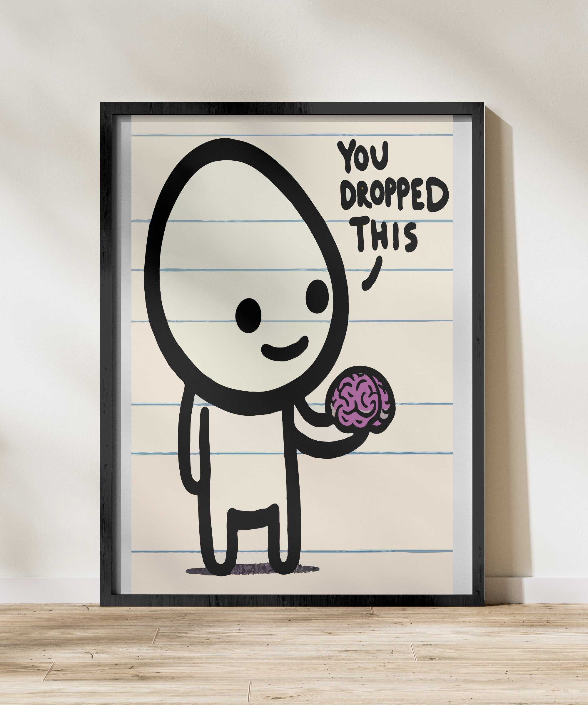 Sarcastic Stick Figure Holding Brain Character Digital Print ...