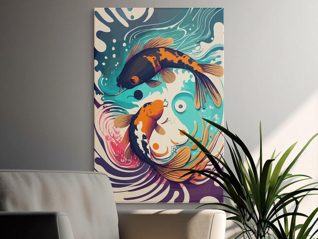 Koi Ink Painting Wall Art, Instant Download, Koi Ink Painting Poster ...